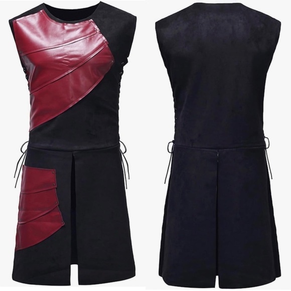 Costumes | Gothic Coats Sleeveless Pu Patchwork Dress Vintage Medieval ...